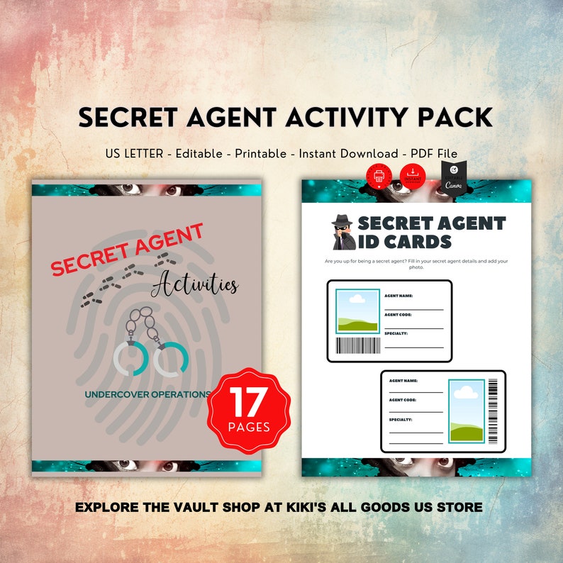 Secret Agent Digital Activity Pack Includes ID Card, Code Breaking ...