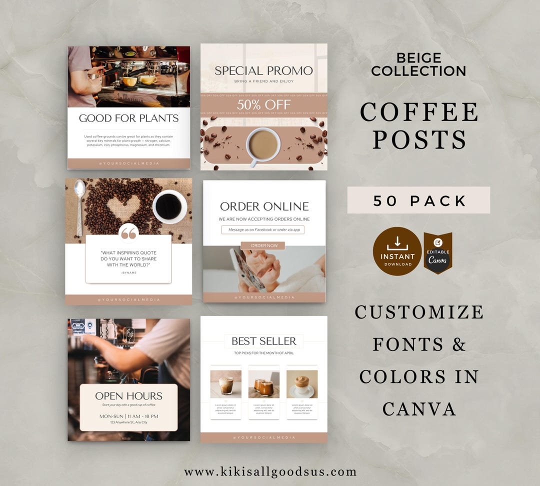 Coffee Instagram Post Template: Beige Social Media (canva Digital ...