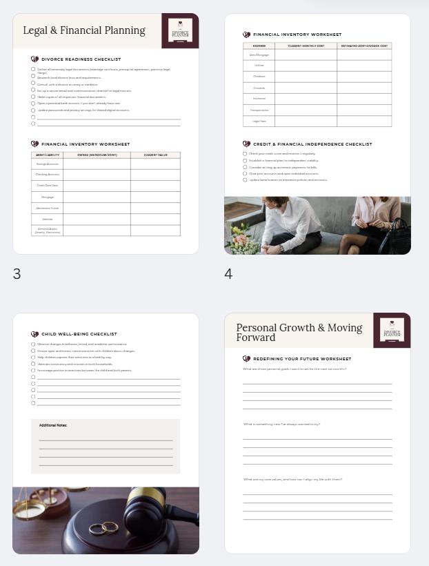Divorce Planner: Printable Checklists for Legal, Financial, and Co ...