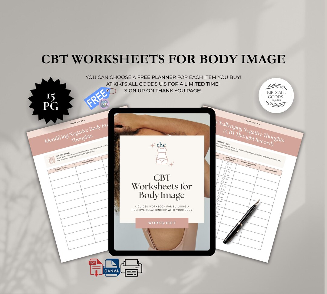 CBT Worksheets for Body Image| Self-esteem, Mental Health (printable ...