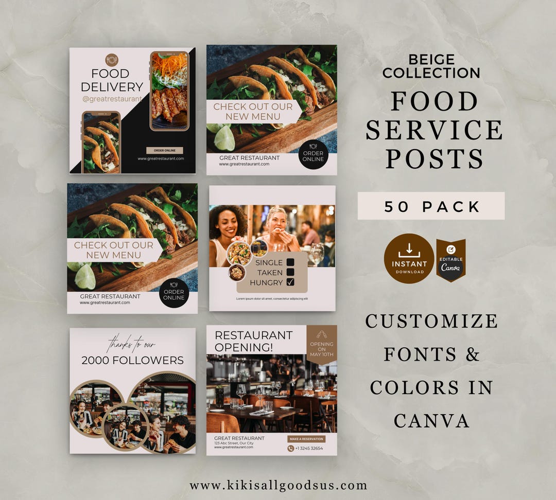 Beige Food Service Instagram Post Template: Canva Editable (digital ...