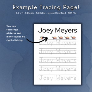 Custom Name Tracing Worksheet, Personalized Tracing Pages for Toddlers ...