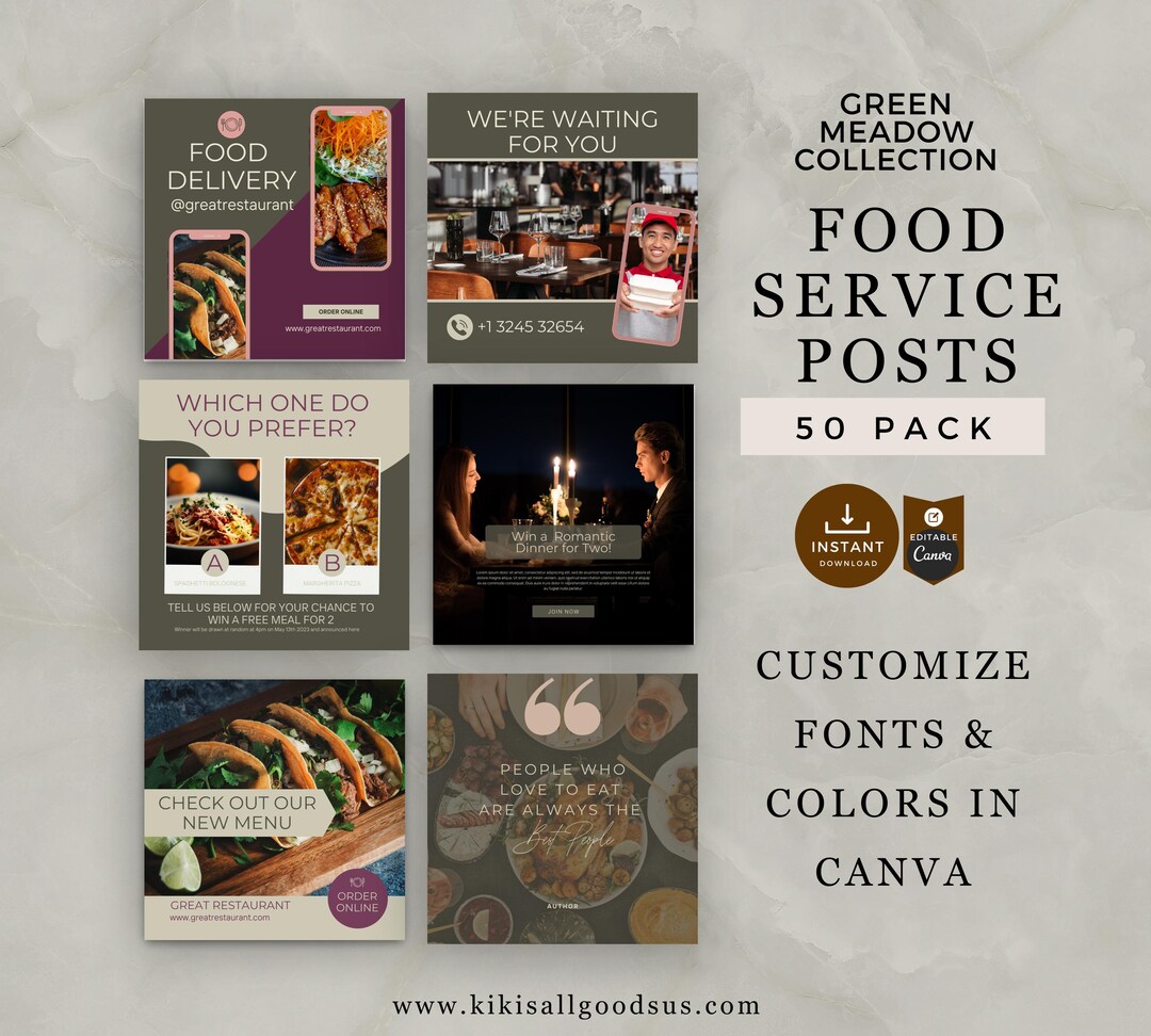 Food Service Instagram Post Template: Green Meadow Collection (digital ...