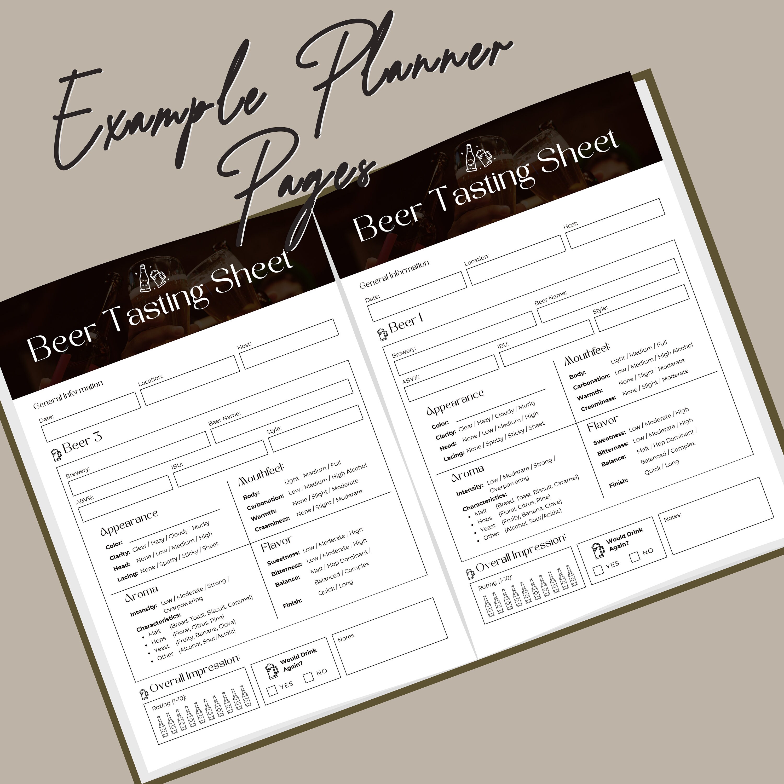 Beer Tasting Sheet Template | Beer Appearance | Beer Rating | Beer ...