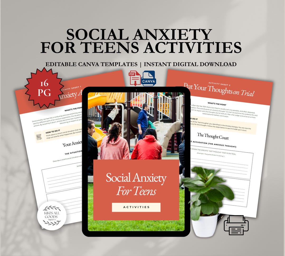 Social Anxiety Workbook for Teens: Coping Skills, Editable Canva ...