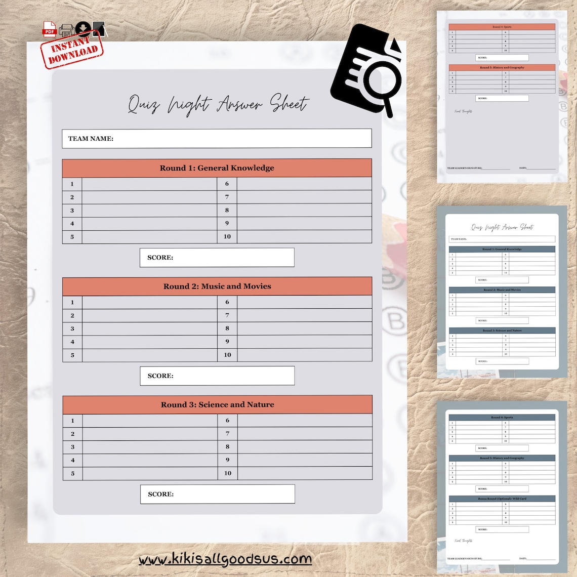 Quiz Night Answer Sheet Template: Editable Trivia Score Sheet ...