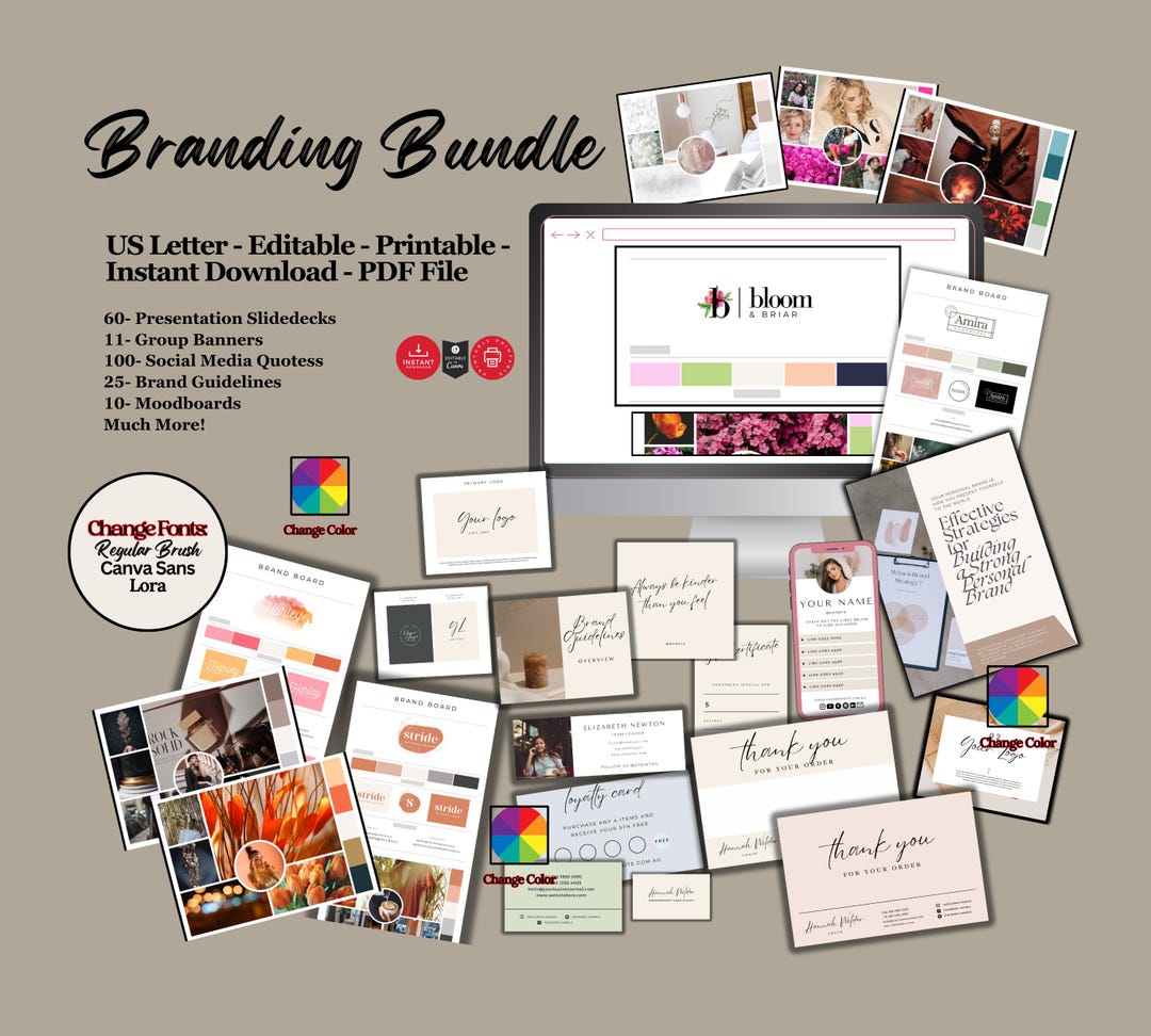 Complete Branding Bundle: Logo Templates, Business Cards (18 PDF Files ...