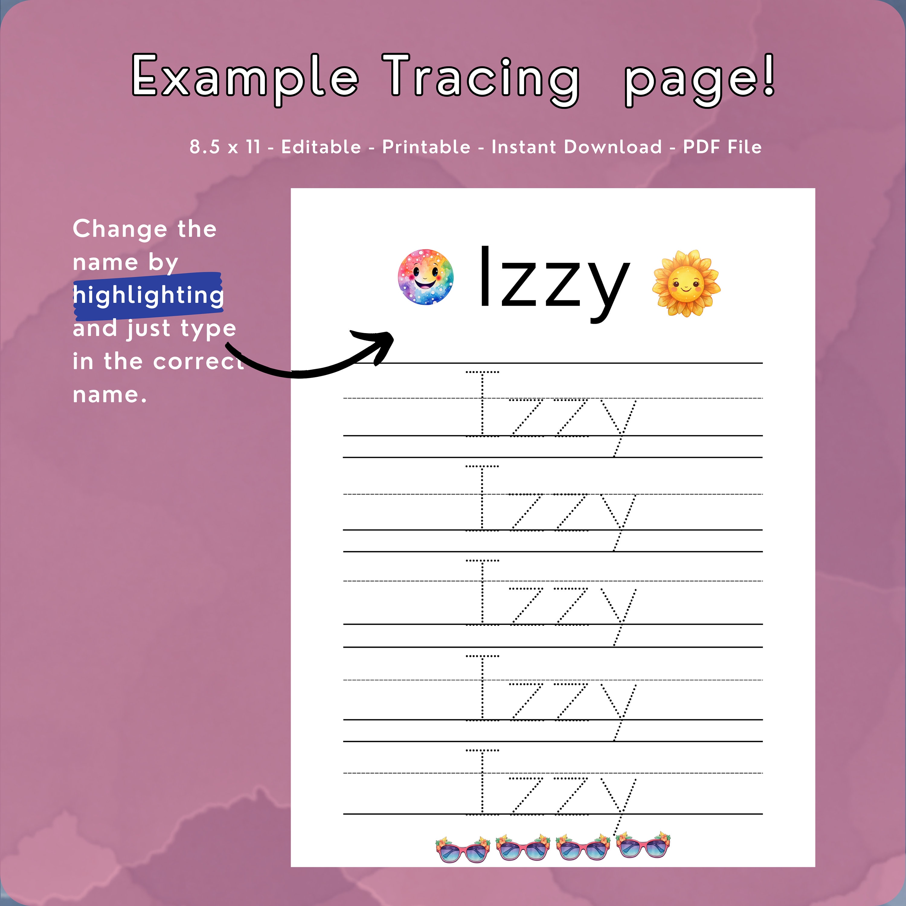 Personalized Name Tracing Worksheet: Handwriting Practice (digital ...