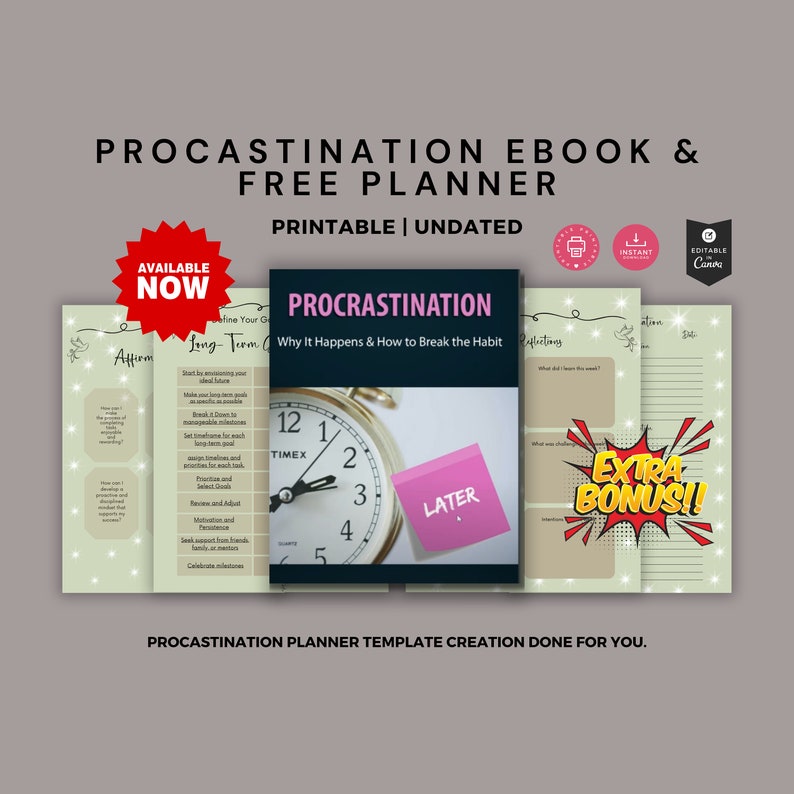 Master Your Productivity: Printable Coping Skills Ebook + Planner for Overcoming Procrastination ...