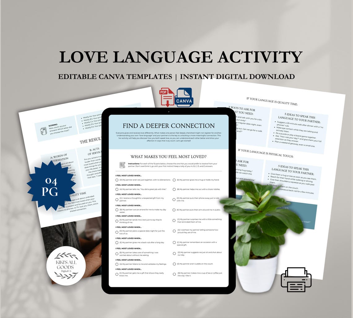 Love Language Worksheet | Couples Therapy Template | Relationship ...