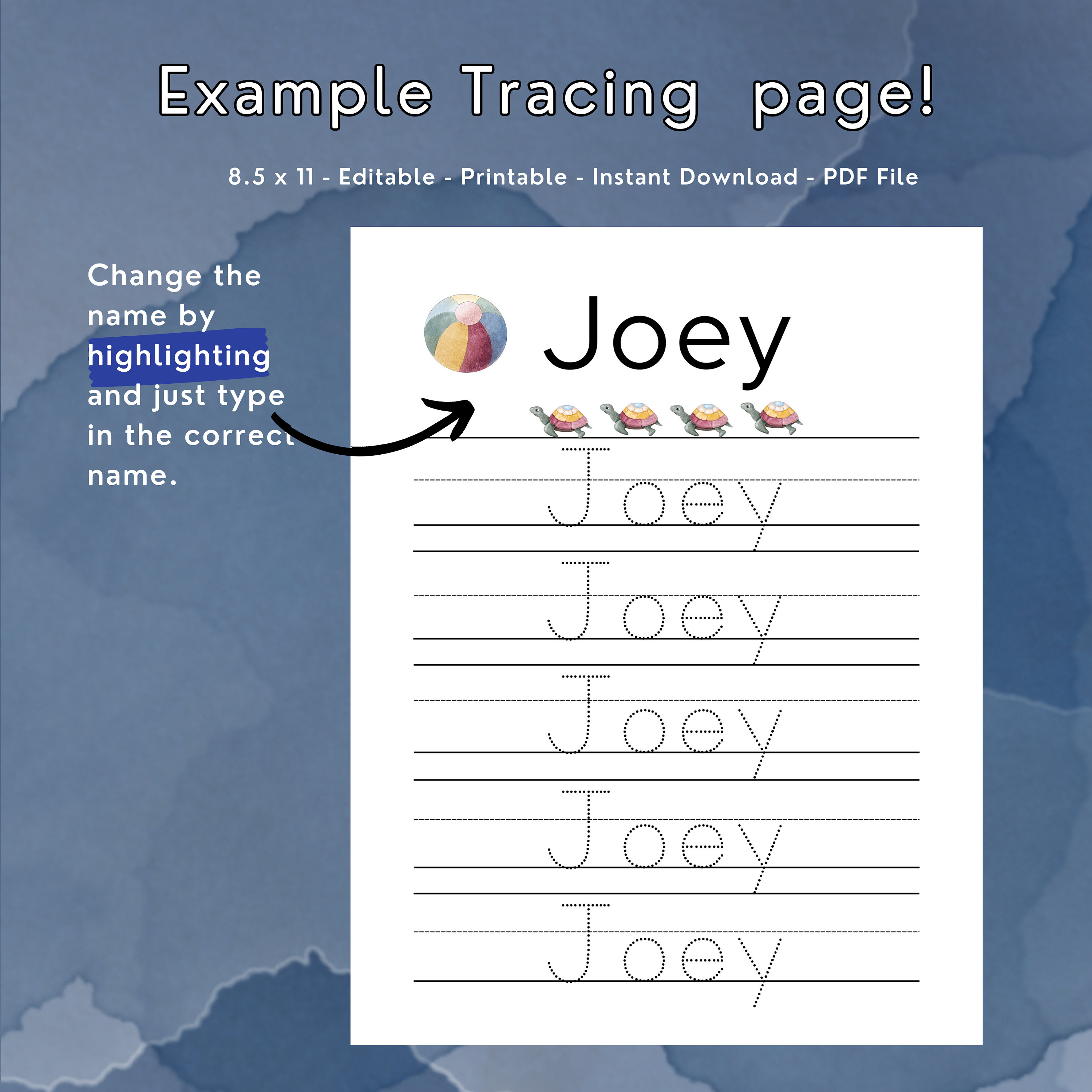 Custom Name Tracing Worksheet, Personalized Tracing Pages for Toddlers ...