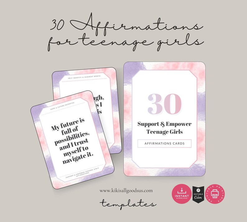 Affirmations Cards for Teenage Girls: Confidence & Self Worth PDF - Etsy