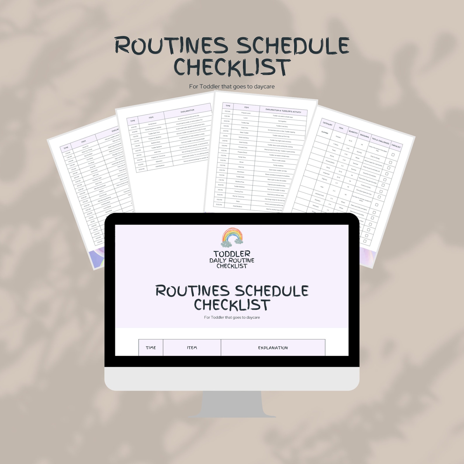 Toddler's Schedule Checklist Helps Parents Track Child's Daily Routine ...