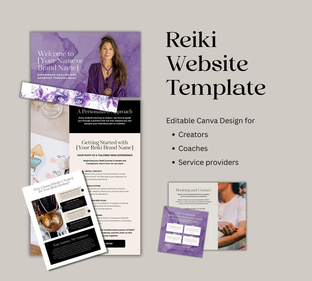 Canva Website Template: Reiki, Wellness Coach, and Energy Healer - Etsy