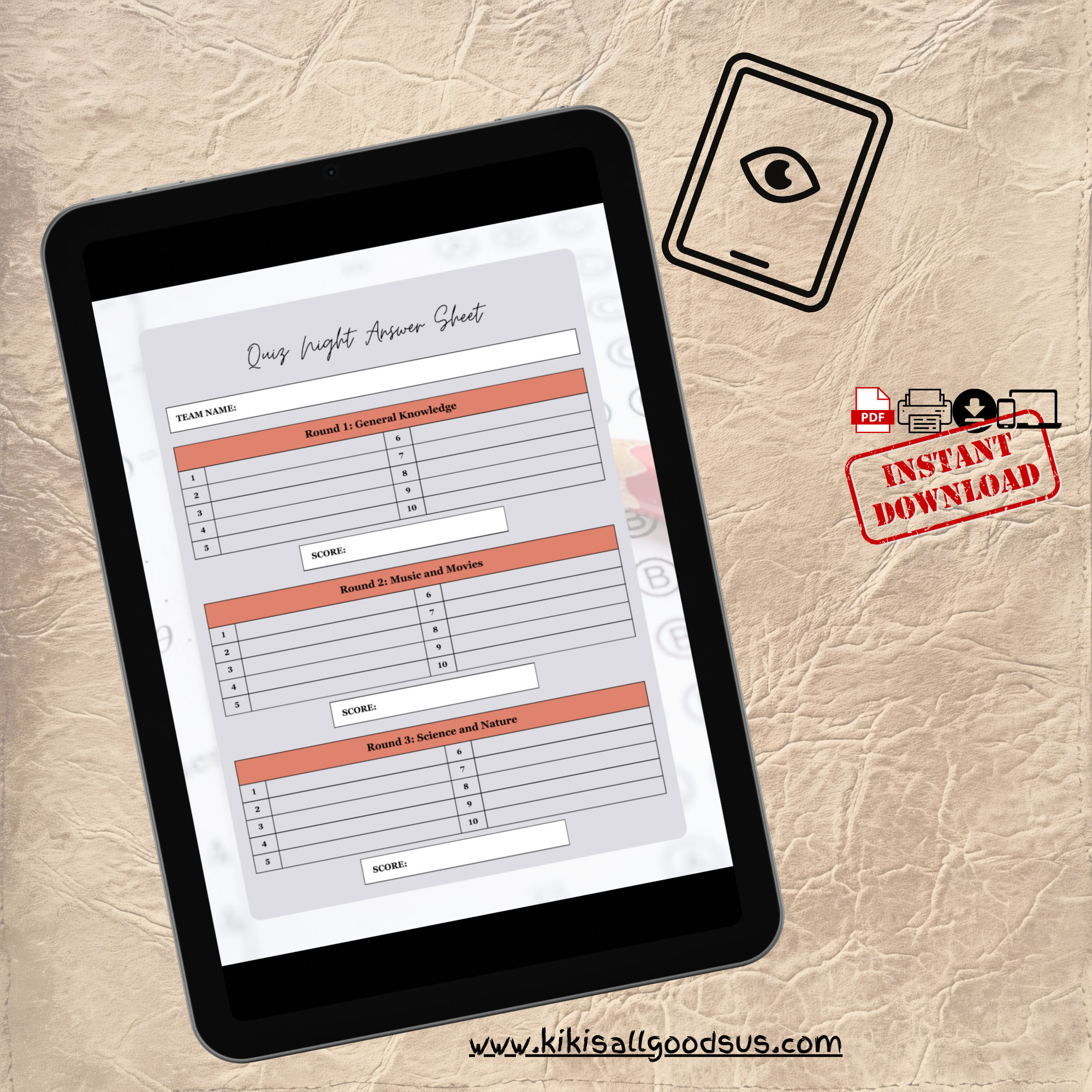 Quiz Night Answer Sheet Template: Editable Trivia Score Sheet ...