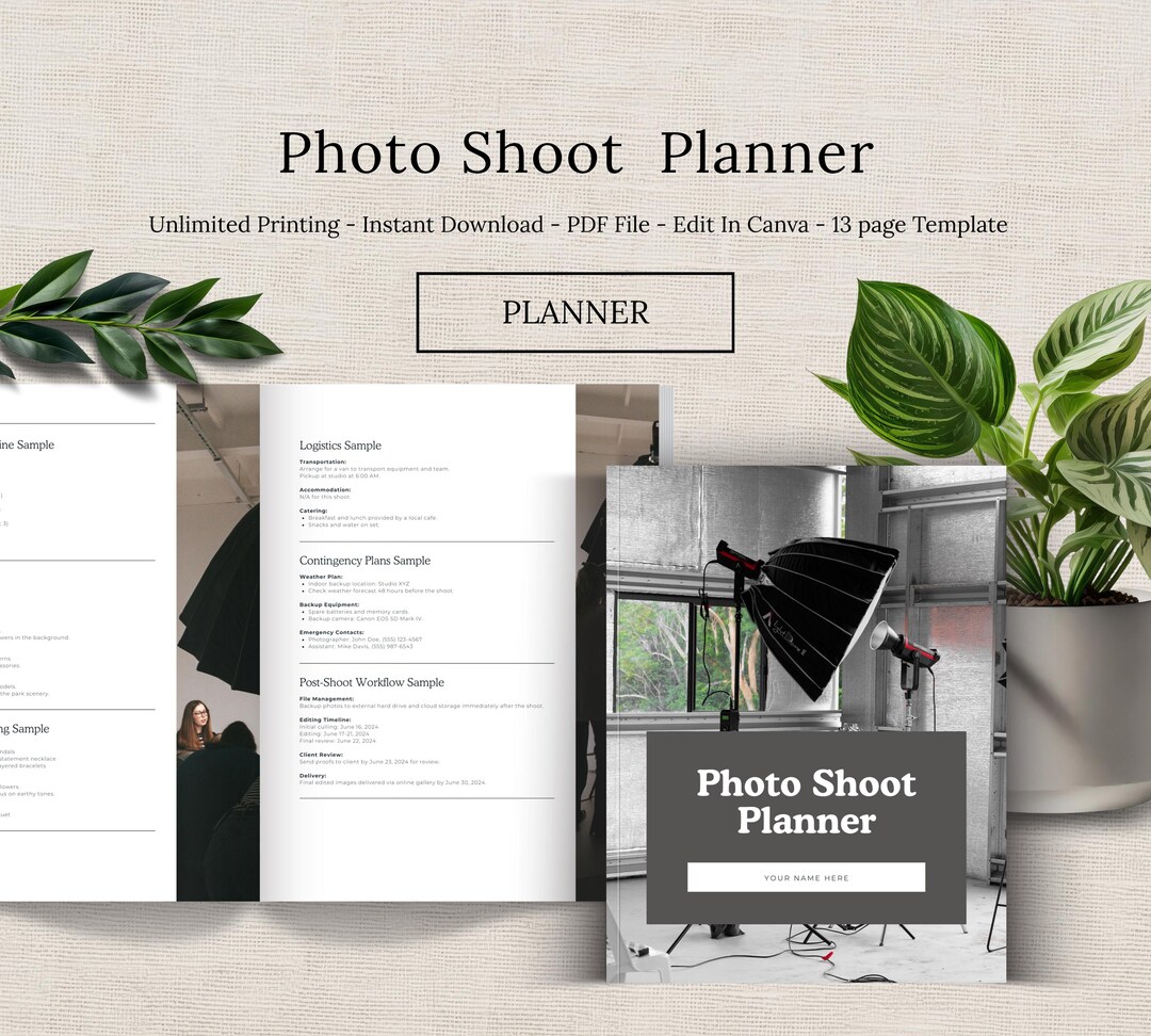 Photo Shoot Planner Template: Photography Session Organizer, Creative ...