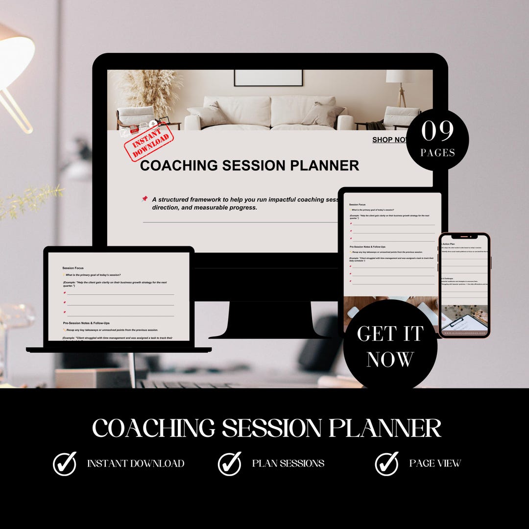 Coaching Session Planner | Printable, Digital | Instant Download ...