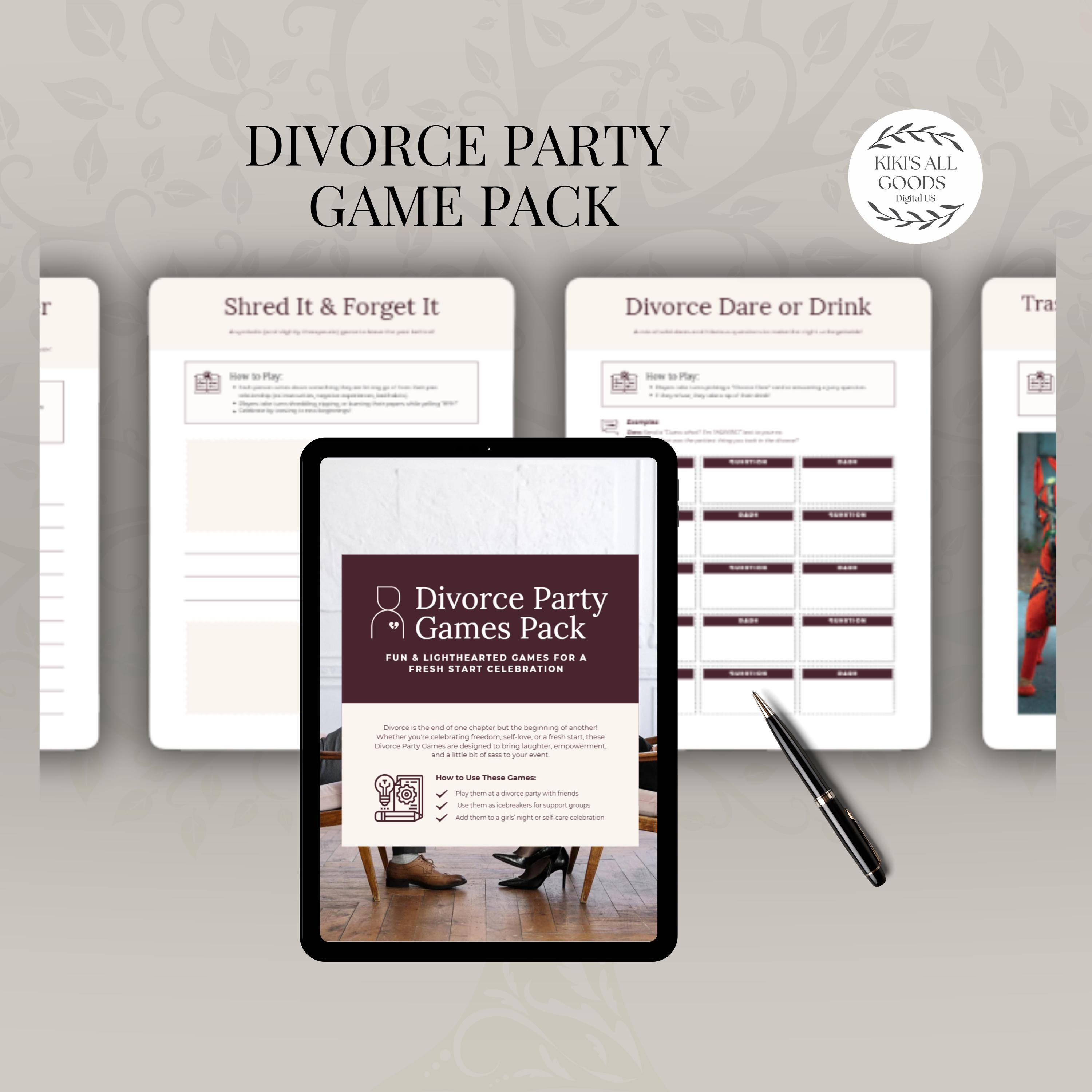 Divorce Party Games: Printable Icebreakers & Activities (digital PDF ...