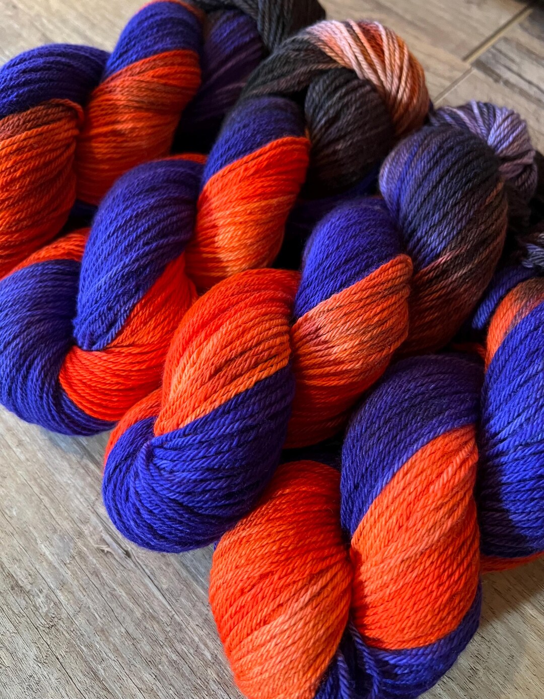 Goblin Nights Hand Painted Yarn Haloween Orange Violet Black Funky ...