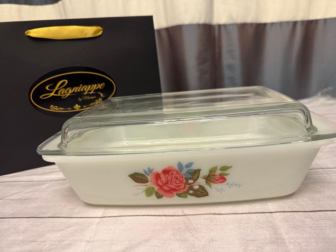 PYREX JAJ Cottage Rose Space Saver and Lid - Etsy