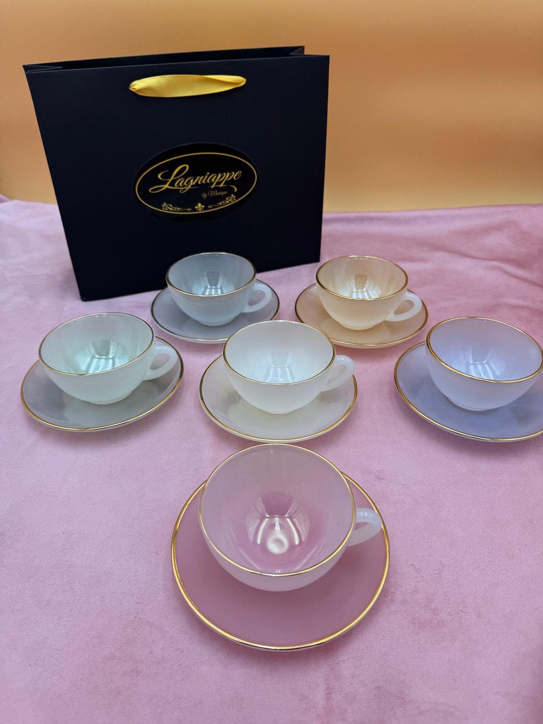 Arcopal Harlequin Tea Cups and Saucers GORGEOUS COLOR!!! - Etsy