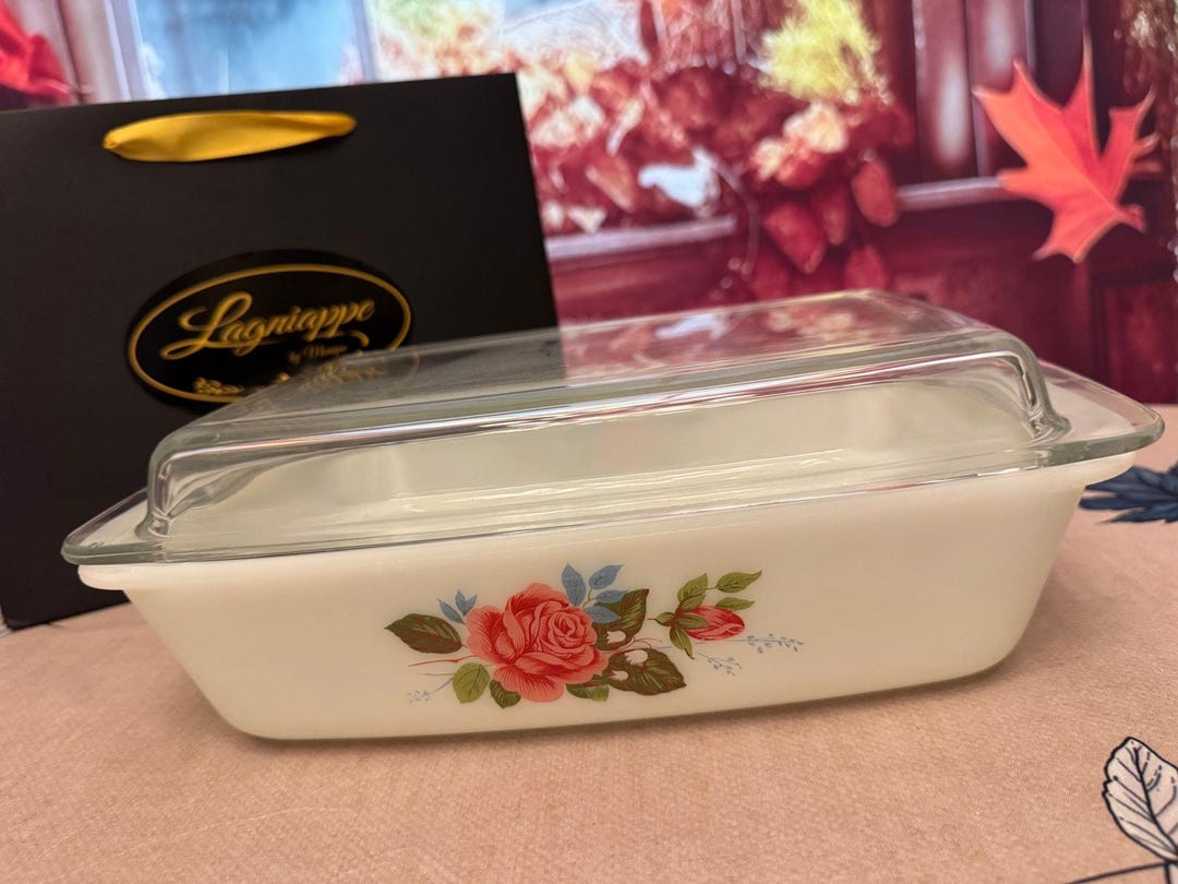 Vintage Pyrex JAJ Cottage Rose Oblong Casserole Dish and Lid - Etsy