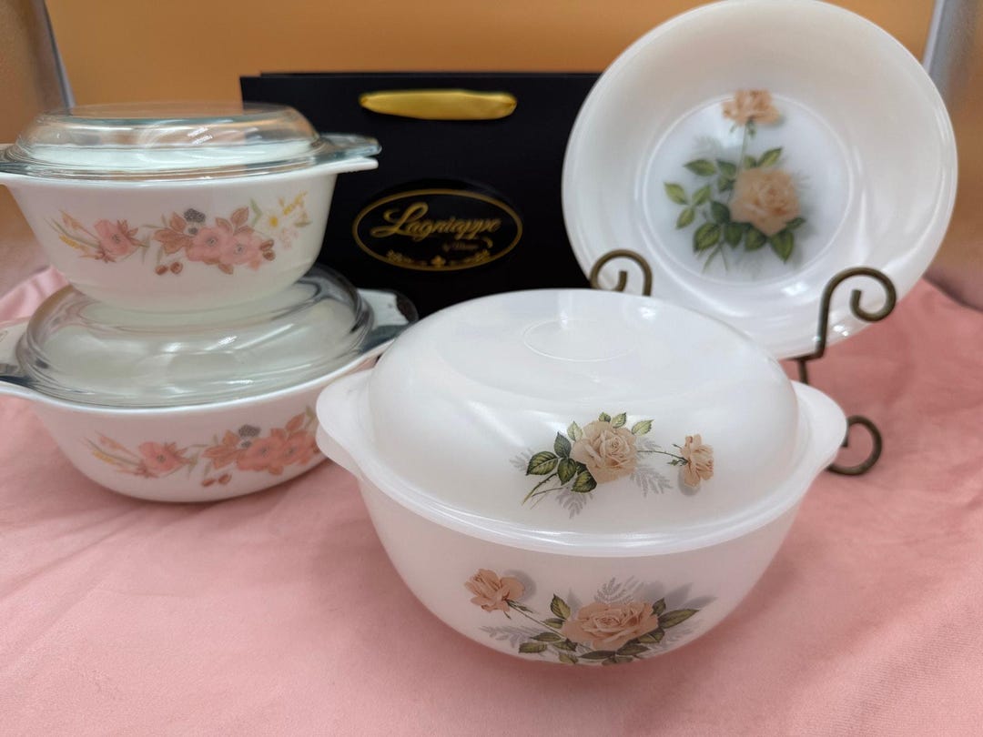 Pyrex JAJ Hedge Rose and Arcopal Pink Rose - Etsy