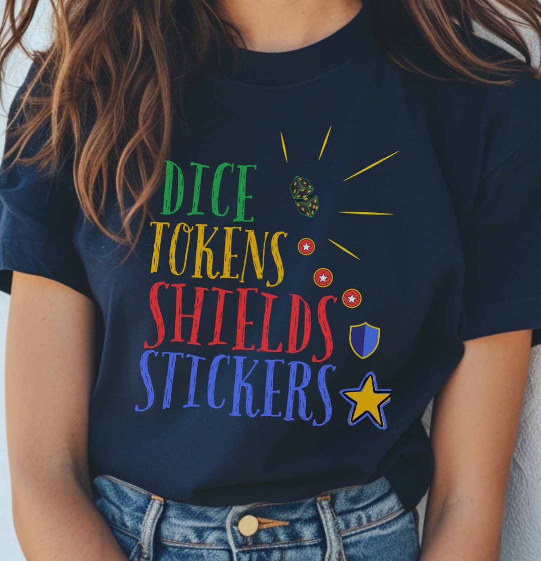 Funny Gamer Shirt, Dice Tokens Shields Stickers, Birthday Gift - Etsy