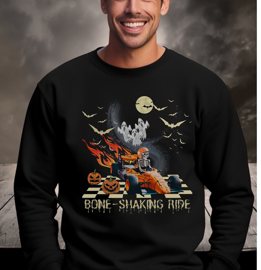 Formula Merch Skeleton Driving Sweatshirt - Funny Halloween Racing ...