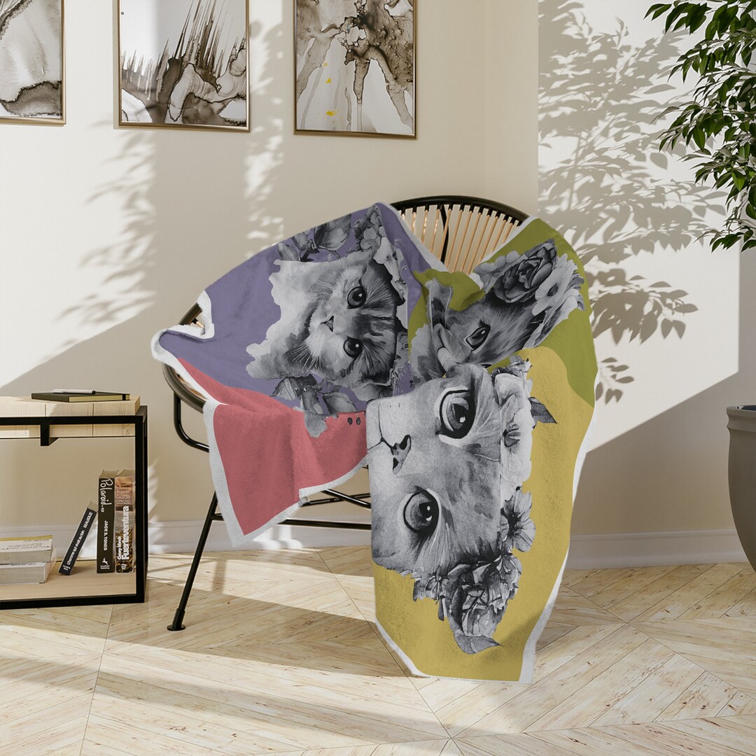 Cat Fleece Throw Blanket, Cat Lover Gift - Etsy