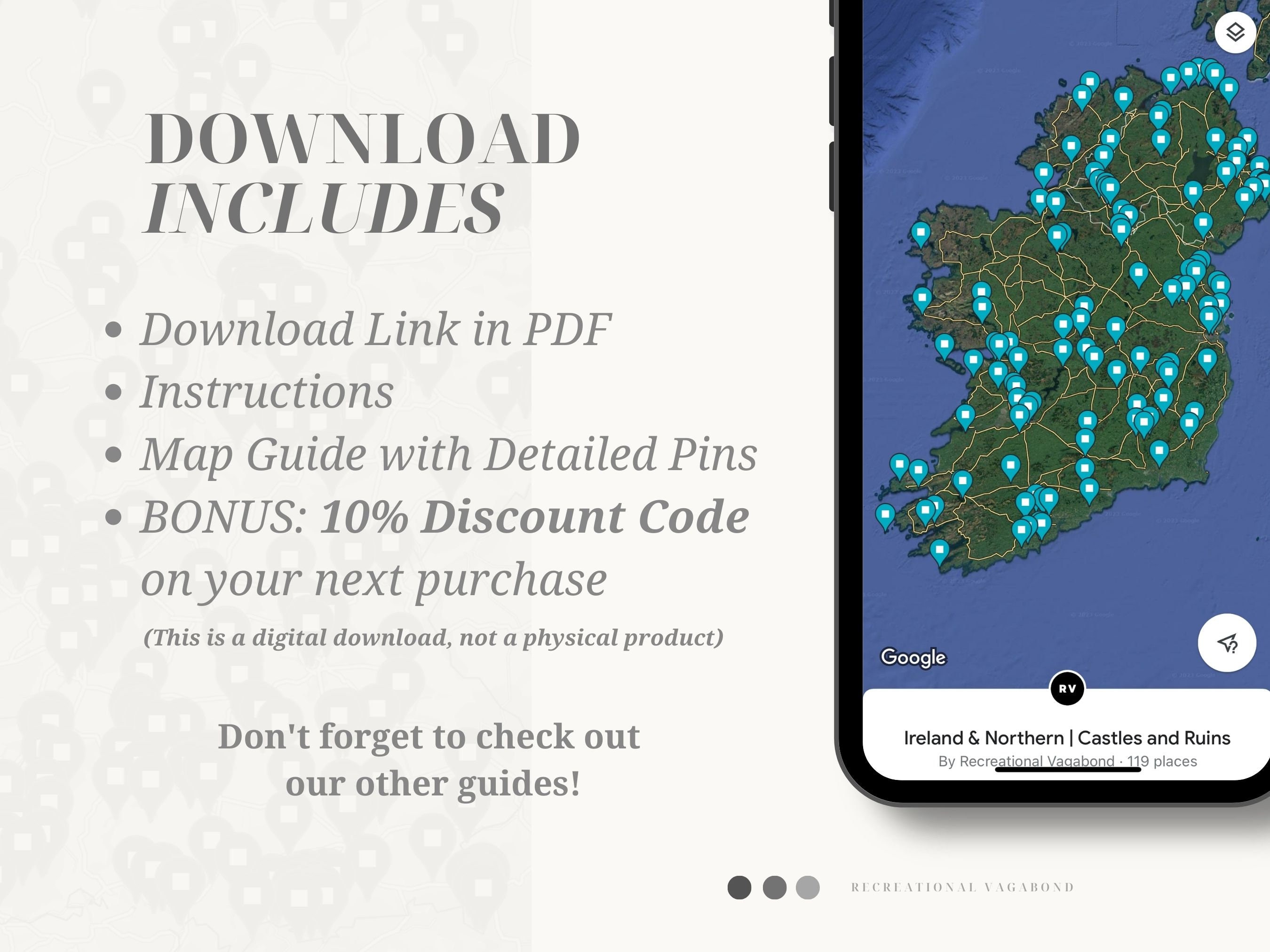 Digital Map Ireland Castles Map Northern Ireland Castles Guide - Etsy
