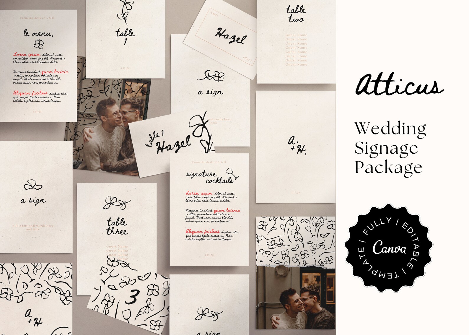 Wedding Signage Package - Atticus Collection - Editable Canva Template ...