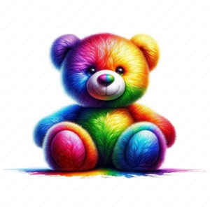 Rainbow Teddy Bear Clipart | 10 High-quality Designs | Colorful Bear ...