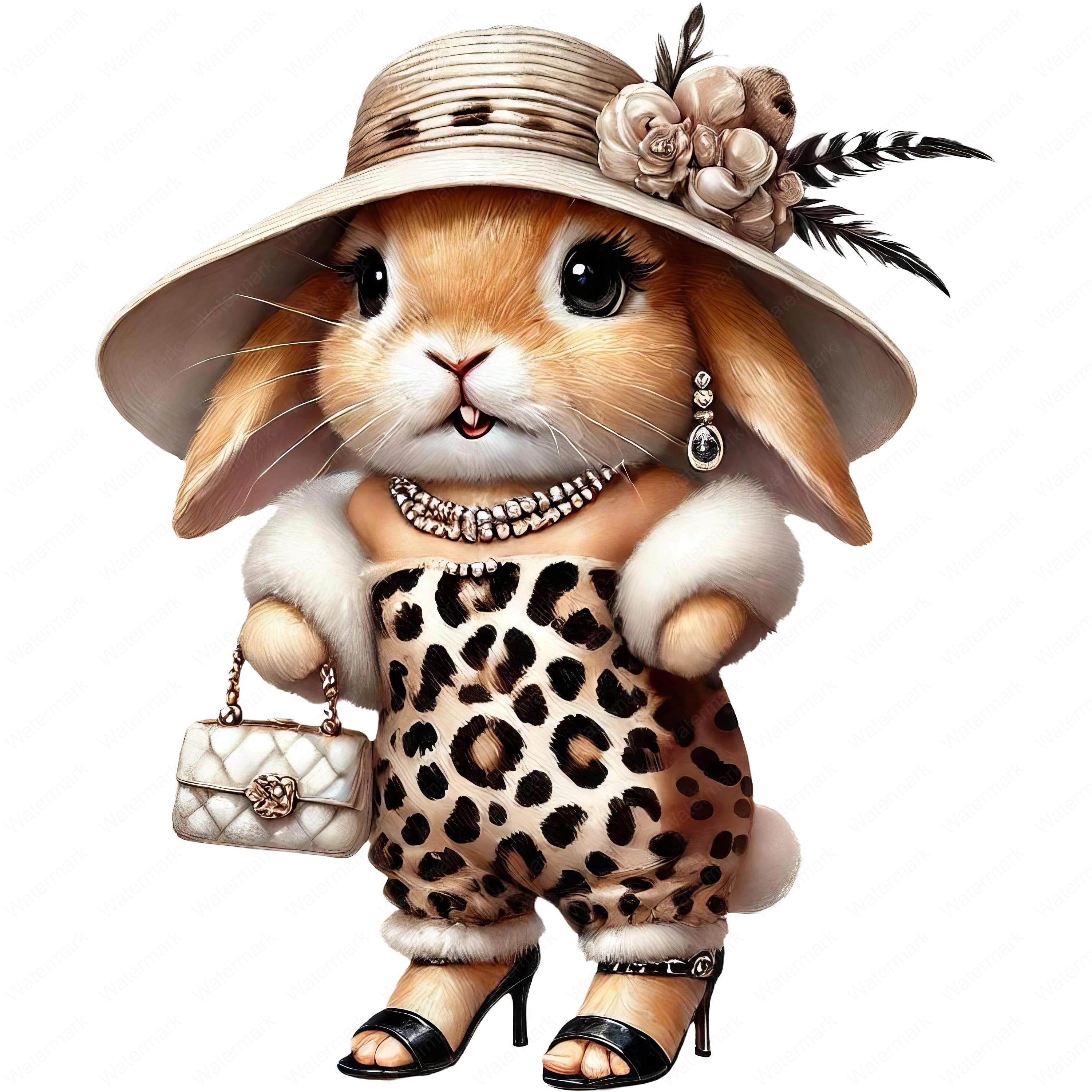 Leopard Bunny Clipart: Chic Pet Art Prints (digital Download) - Etsy