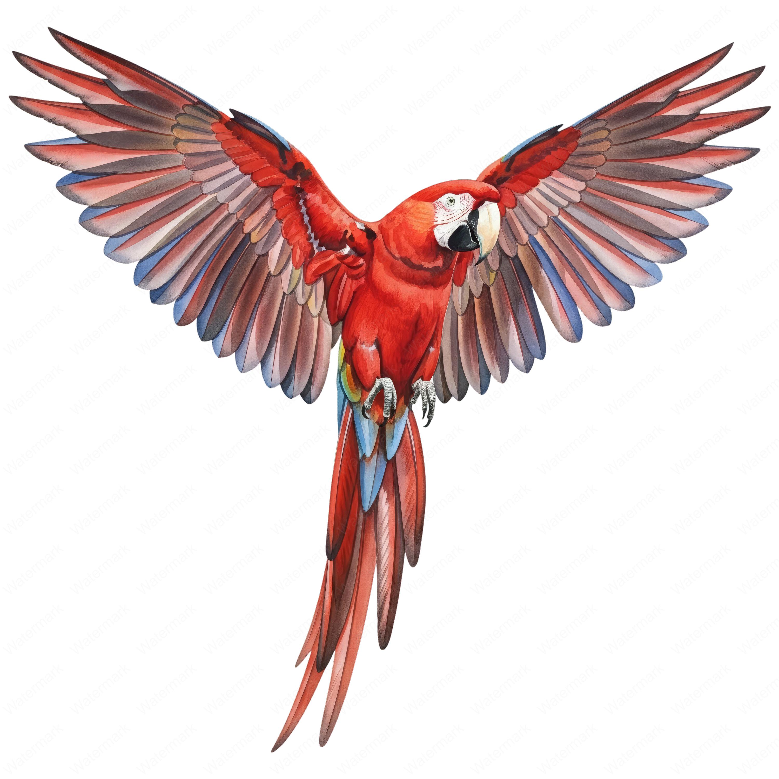 Scarlet Macaw Clipart, Tropical Parrot PNG, 10 High Res Designs ...