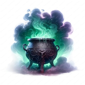 Spooky Cauldron Clipart Bundle: Halloween Art, Commercial Use (digital ...
