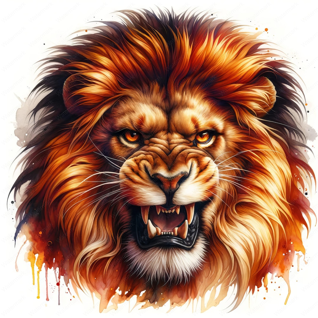 Angry Lion Clipart: Safari Art Printables (digital Download) - Etsy