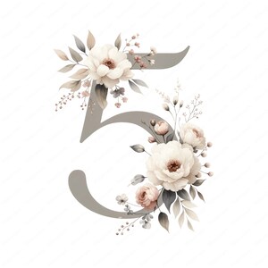 Elegant Floral Numbers Clipart | 10 High-quality PNG | Invitation ...