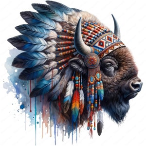 Tribal Bison Clipart | Majestic Tribal Bison Clipart Bundle | 10 High ...