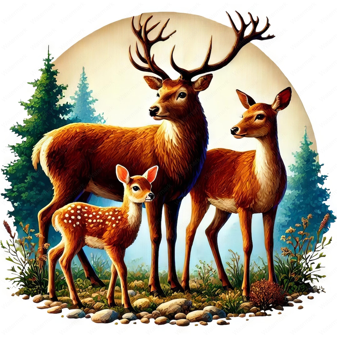 Deer Family Clipart | Elegant Deer Family Clipart Bundle | 10 High ...