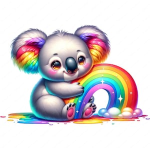 Rainbow Koala Clipart | Cute Rainbow Koala Clipart Bundle | 10 High ...