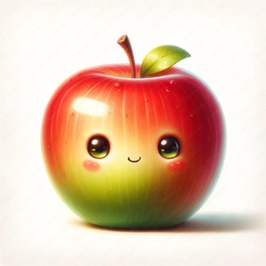 Cute Apple Clipart Adorable Cute Apple Clipart Bundle 10 High-quality ...