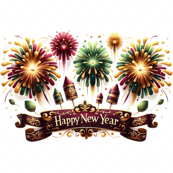 Elegant Fireworks Clipart New Years Eve Clipart Christmas Etsy