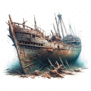 Sunken Ship Clipart: Nautical Art Bundle (digital Download) - Etsy