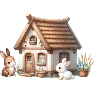 Bunny House Clipart | Cozy Bunny House Clipart Bundle | 10 High-quality ...