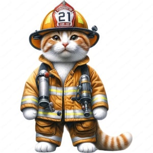 Cat Firefighter Clipart | Brave Cat Firefighter Clipart Bundle | 10 ...
