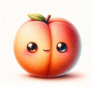 Cute Peach Clipart Sweet Cute Peach Clipart Bundle 10 High-quality ...