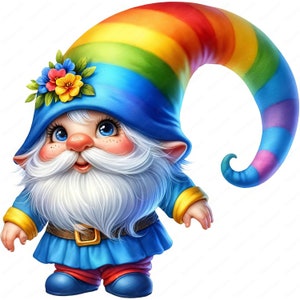 Rainbow Gnome Clipart | Colorful Gnome Clipart Bundle | 10 High-quality ...