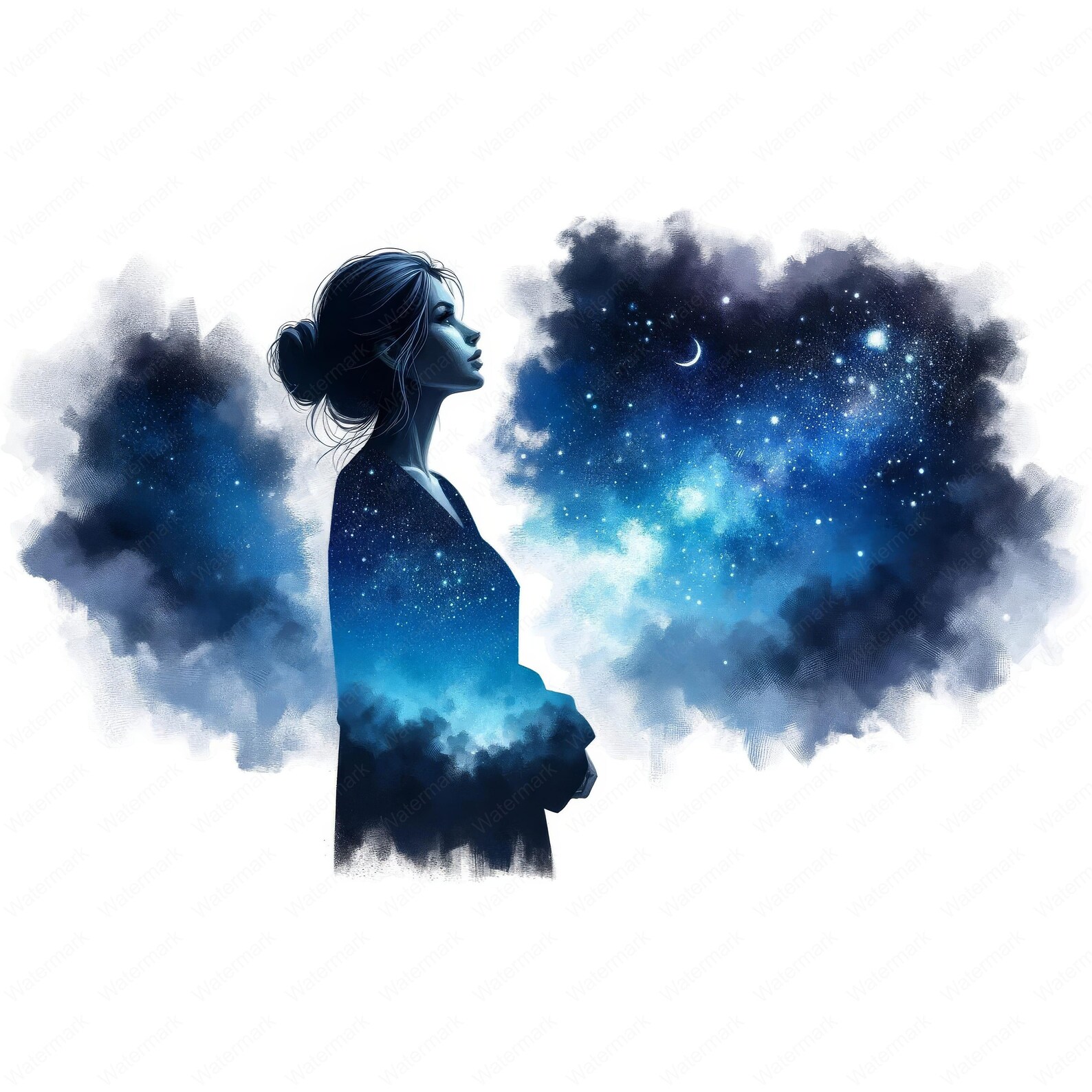 Dreamy Night Sky Clipart Bundle: Celestial Art Designs (digital ...