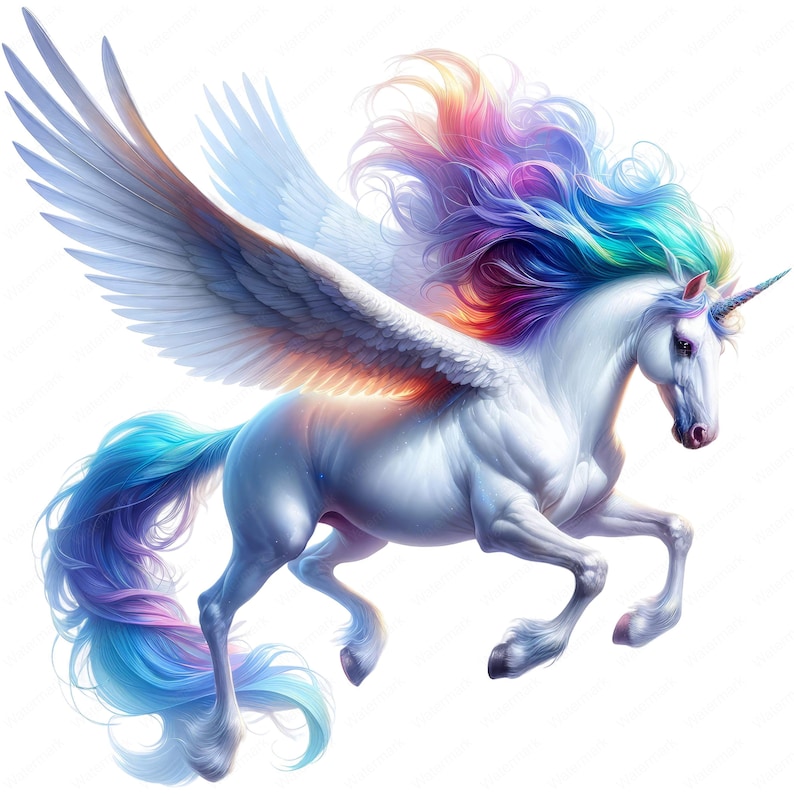 Flying Unicorn Clipart Bundle: Majestic Fantasy Art (digital Download ...